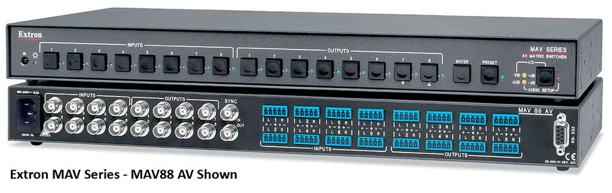 Extron MAV 88 AV - 8×8 Composite Video & Stereo Audio Matrix Switcher/Router