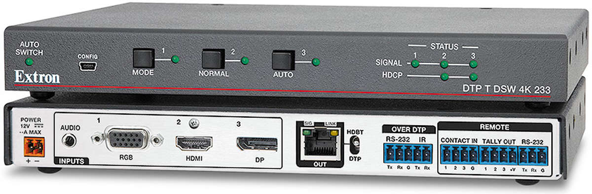 Extron DTP T DSW 4K 233 - 3:1 HDMI/DisplayPort/VGA DTP/HDBaseT Transmitter