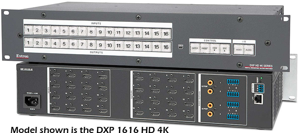 Extron DXP 1616 HD 4K - 16x16 4K HDMI matrix switcher with 4 Audio Outputs