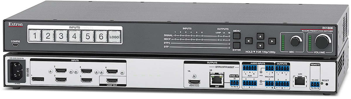 Extron IN1806 - 6:1x2 4K/60 Seamless Transition Presentation Switcher