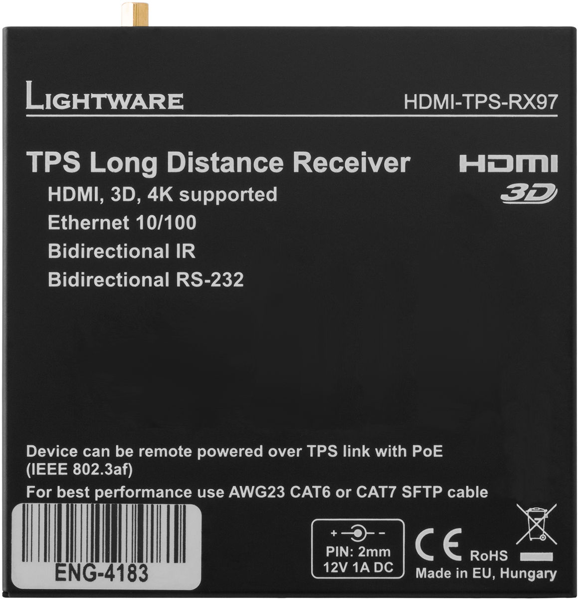Lightware HDMI-TPS-RX97 - 1:1 HDBaseT HDMI/IR/RS-232/Ethernet/PoE over ...