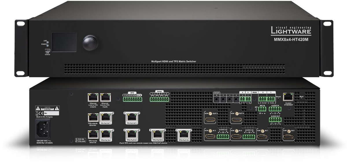 Lightware MMX8x4-HT420M - 8x4 HDMI and HDBaseT Matrix Switcher