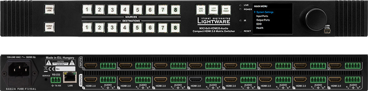 Lightware MX2-8x8-HDMI20-Audio - 8x8 HDMI 2.0 matrix switcher